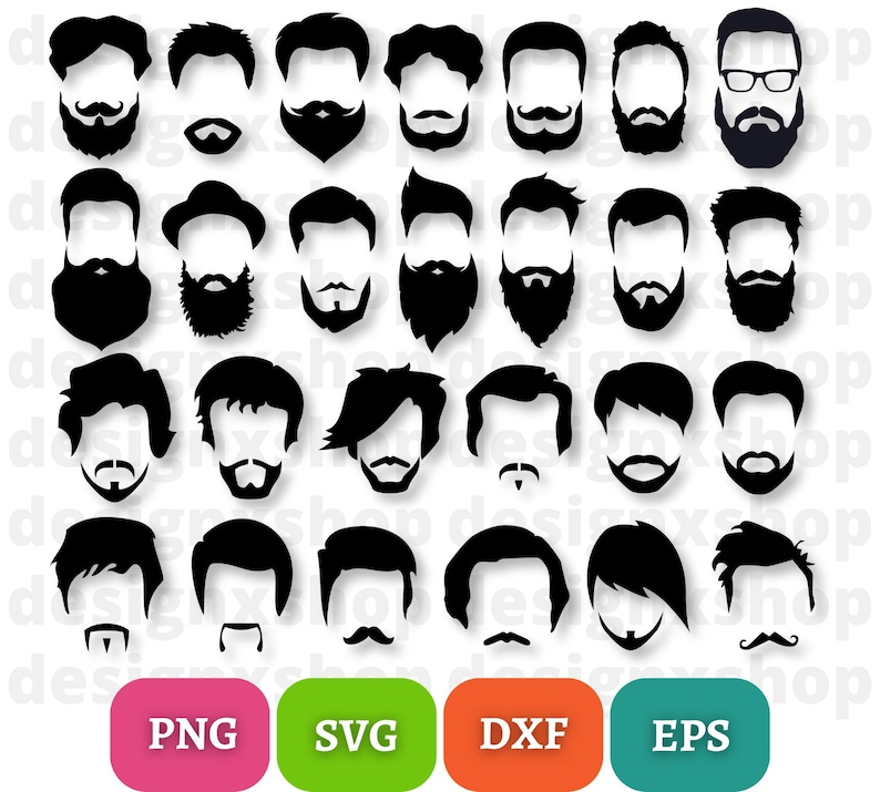 Man Face SVG Bundle: Beard, Mustache, Hipster Designs (digital Download ...