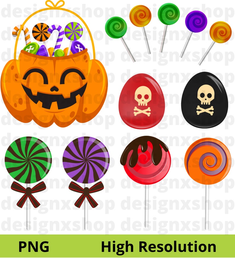 Halloween Candy Clipart Bundle | Spooky Cupcakes, Lollipops, Sweets ...