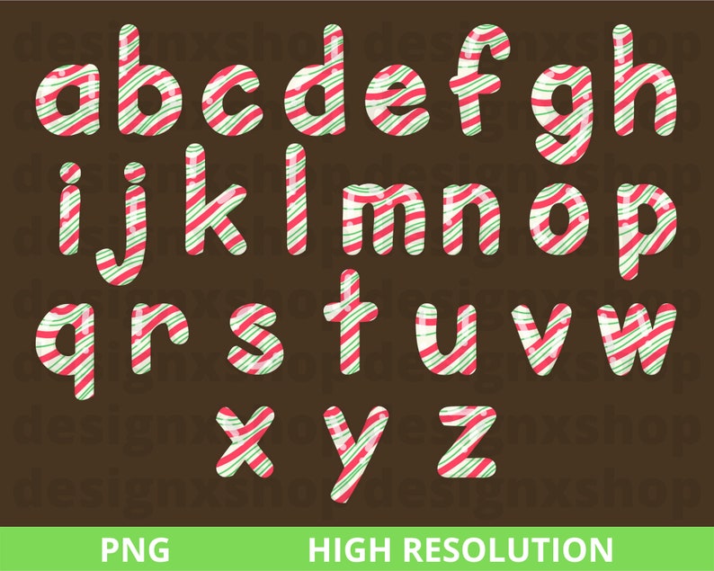 Candy Cane Alphabet Clipart Bundle: Christmas Font (digital Download ...