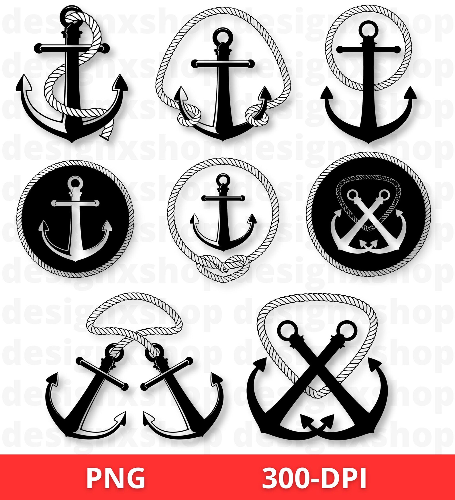 Anchor SVG Bundle: 70 Nautical Designs (digital Download) - Etsy