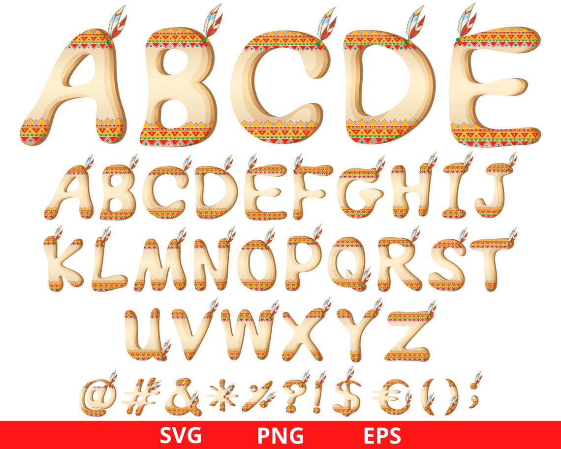 Tribal Indian Alphabet Clipart Alphabet Clipart Tribal Font - Etsy