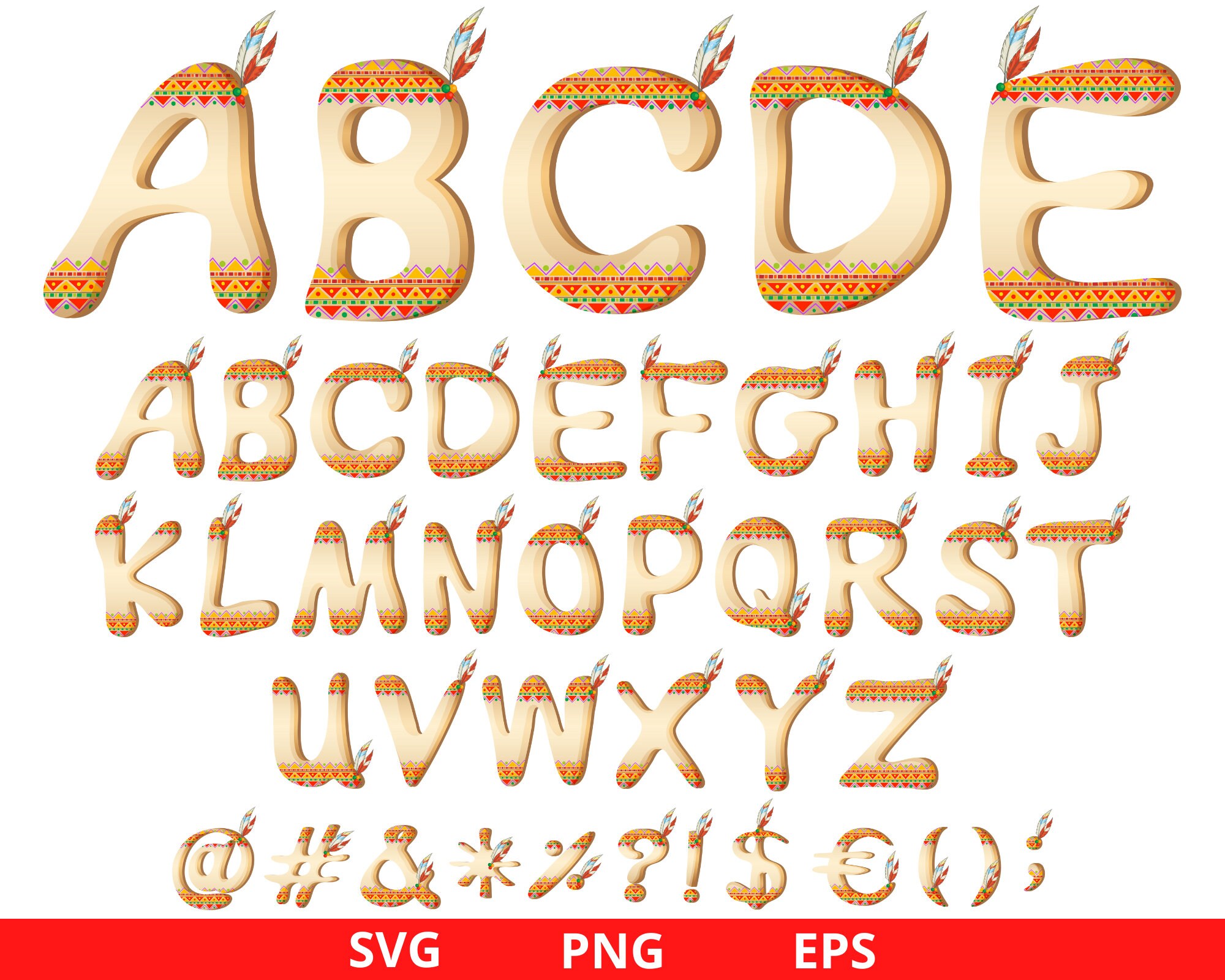 Tribal Indian Alphabet Clipart Alphabet Clipart Tribal Font - Etsy UK
