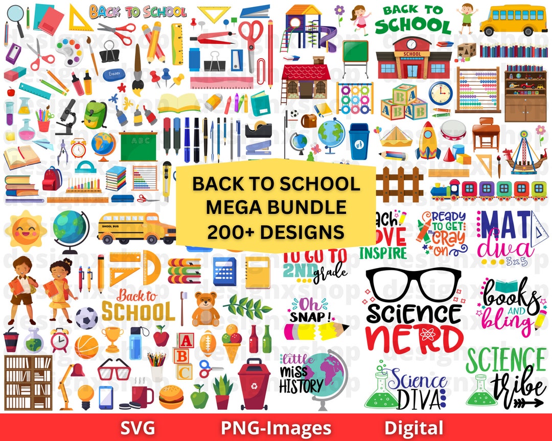 Back to School Mega Bundle, Back to School Clipart, School Clipart ...