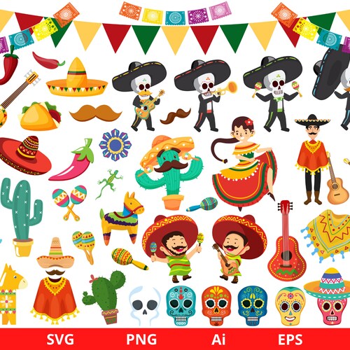 Mexican Clipart Cinco De Mayo Clipart Mexican Fiesta Bundle - Etsy