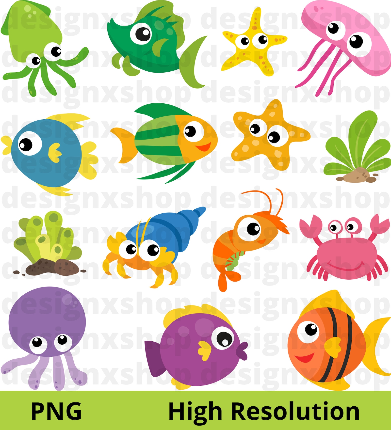 Sea Animals Clipart Sea Life Clipart Ocean Animal Clipart - Etsy