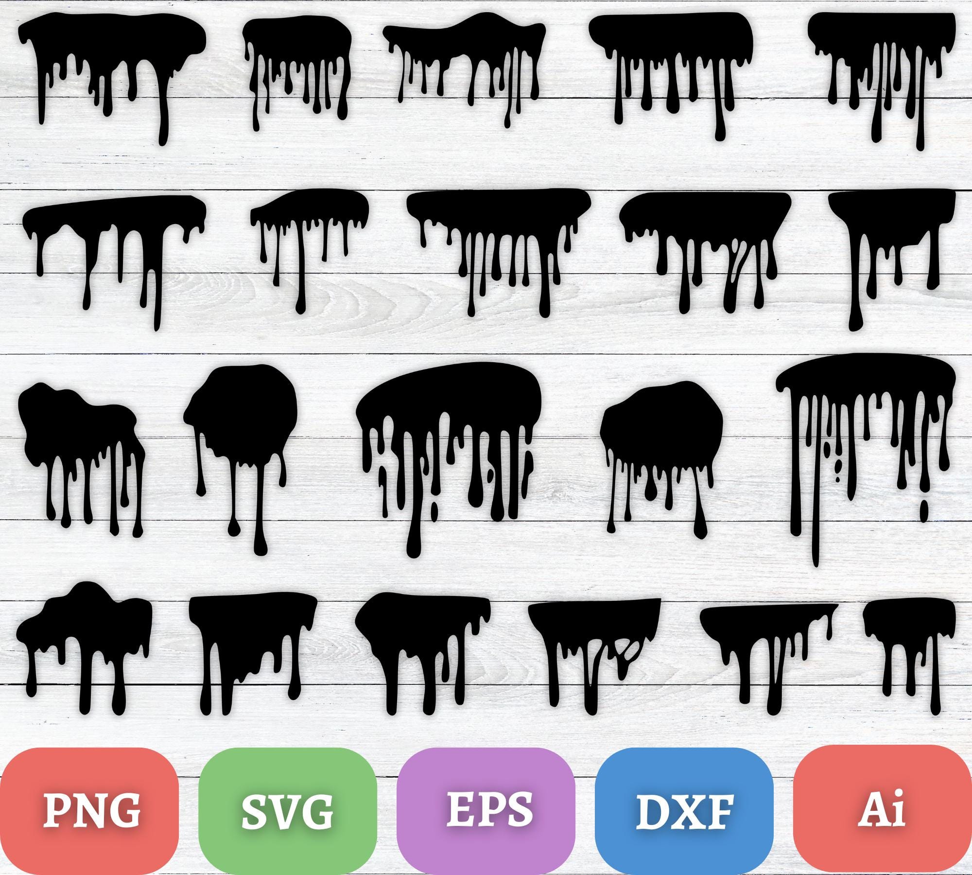 Dripping Borders SVG Bundle, Paint Drip Silhouette, Dripping Svg ...