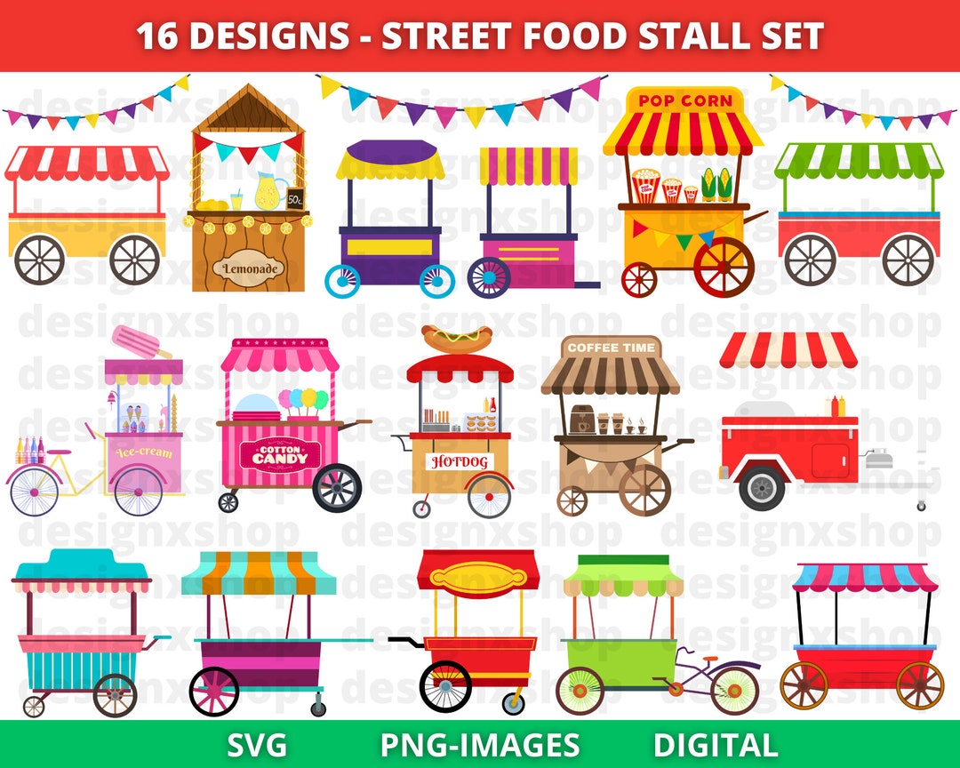 Street Food Cart Svg, Street Food Stall, Food Truck Svg, Festival ...