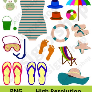 Summer Beach Clipart, Summer Clipart, Tropical Fun Clipart, Vacation ...
