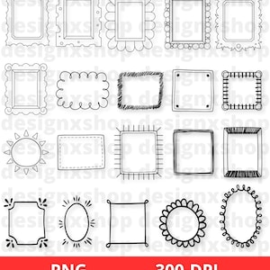 Digital Frames Clipart, Doodle Frames Clipart, Hand Drawn Frames ...