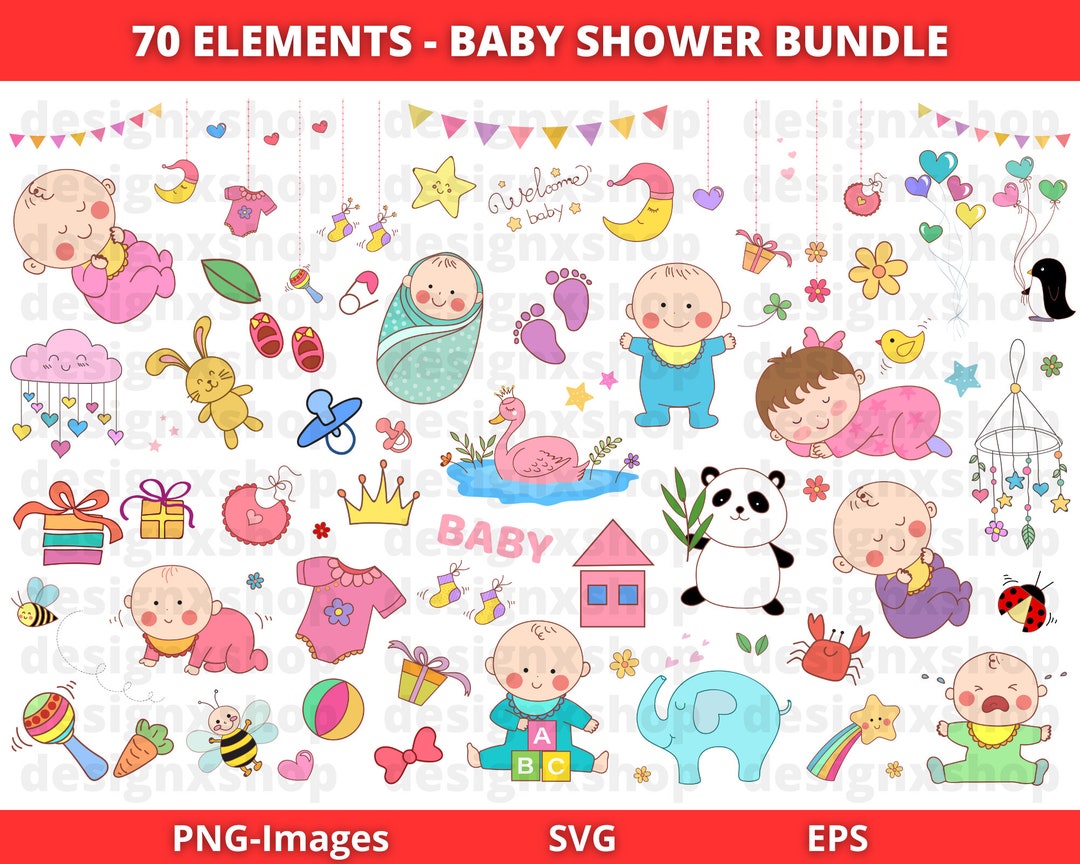 Baby Shower SVG Bundle: Hand-drawn Clipart (digital Download) - Etsy