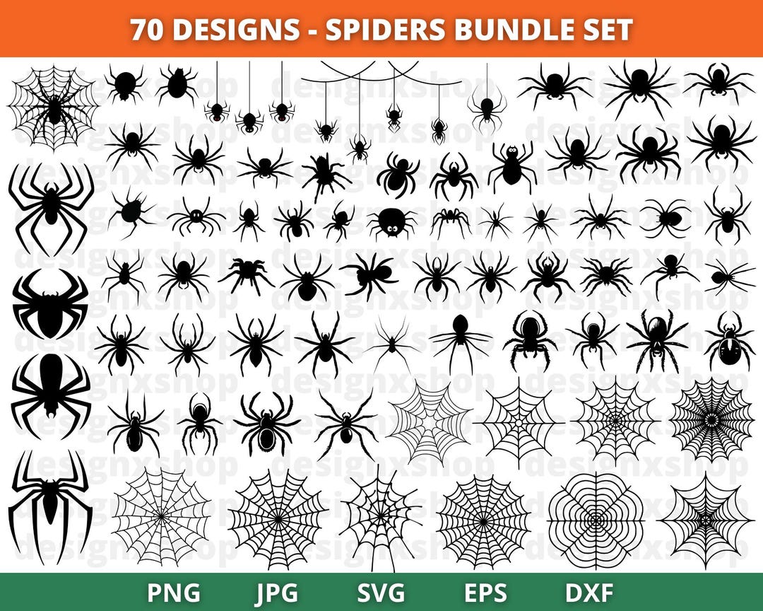 Spider SVG Bundle, Huge Spiders Bundle, Spider Svg, Halloween Svg ...