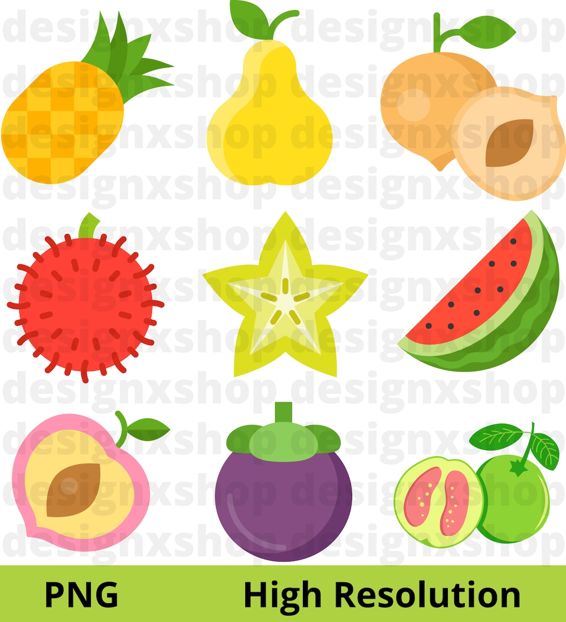 Tropical Fruits Clipart: Summer SVG & PNG Bundle (digital Download) - Etsy