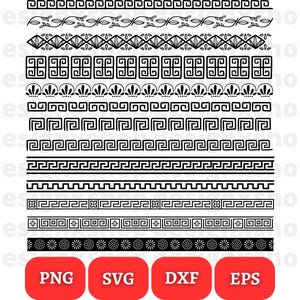 Greek Border SVG Bundle, Greek Key Frame SVG, Greek Pattern, Greek ...