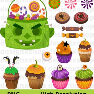 Halloween Sweets Clipart, Halloween Cupcakes Clipart, Candy and Treats ...