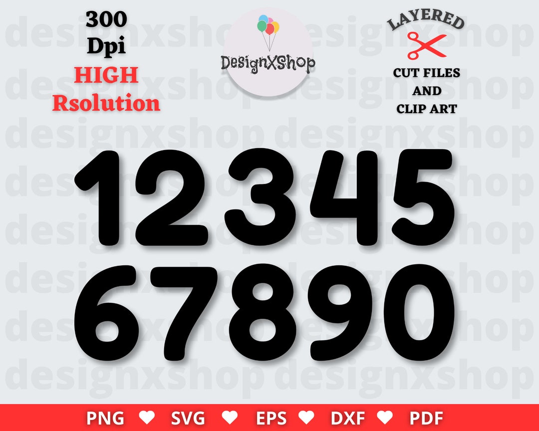 Simple Numbers SVG File for Cricut, Numbers SVG Bundle, Shapes Clipart ...