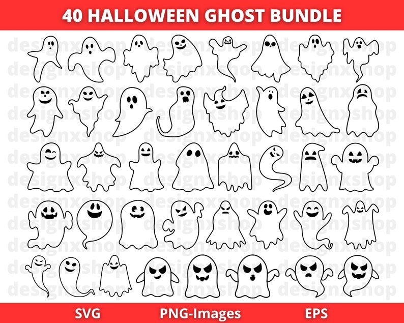 Ghost SVG Bundle | Ghost Face SVG | Cute Ghosts PNG | Halloween Svg ...