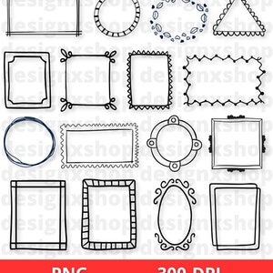 Digital Frames Clipart, Doodle Frames Clipart, Hand Drawn Frames ...