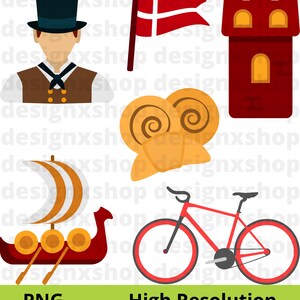 Denmark Clipart, Danish Clipart, Travel Clipart, Country Clipart ...