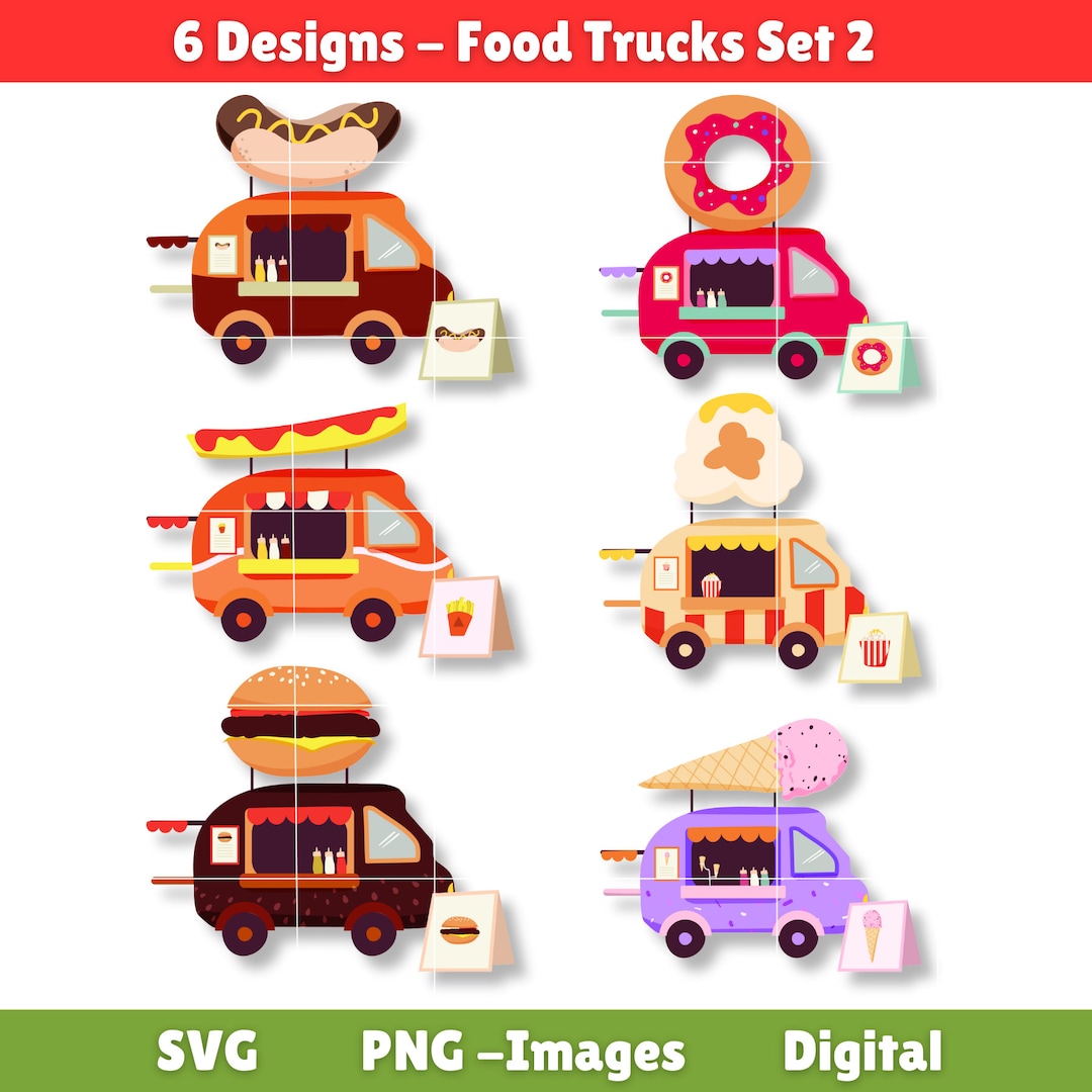 Food Truck Clipart, Food Trucks, Donut, Burger, Ice Cream, Hotdog ...