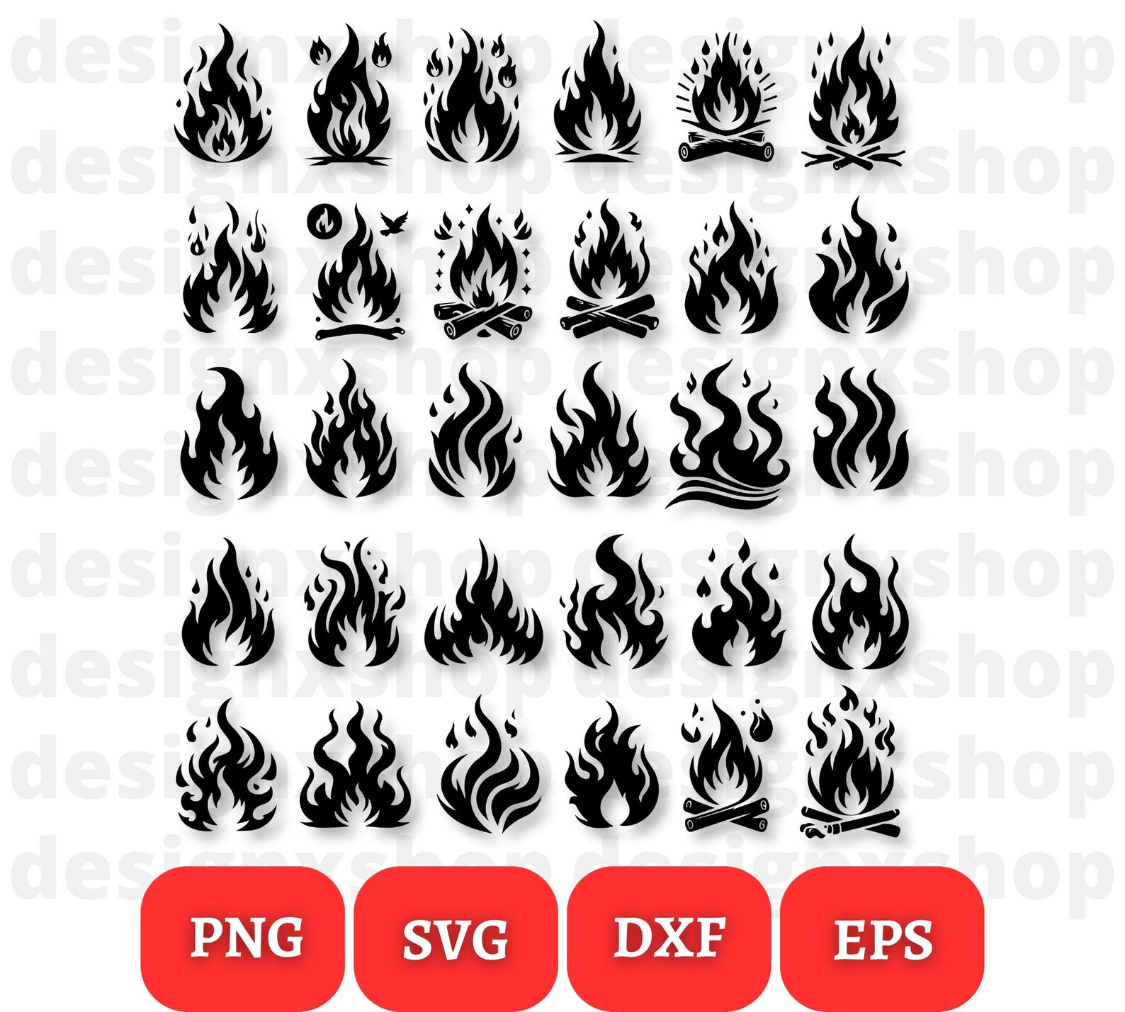 Fire Flame SVG Clipart Bundle: 131 Designs (digital Download) - Etsy