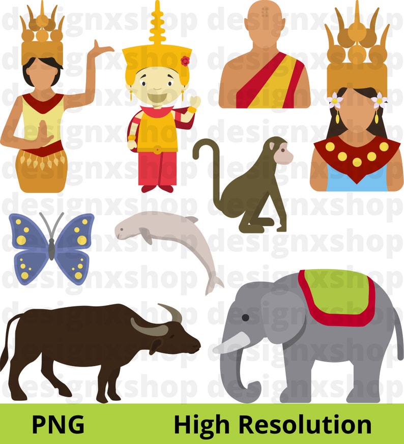 Cambodia Clipart, Thailand Clipart, Southeast Asia, Thai Design, Travel ...