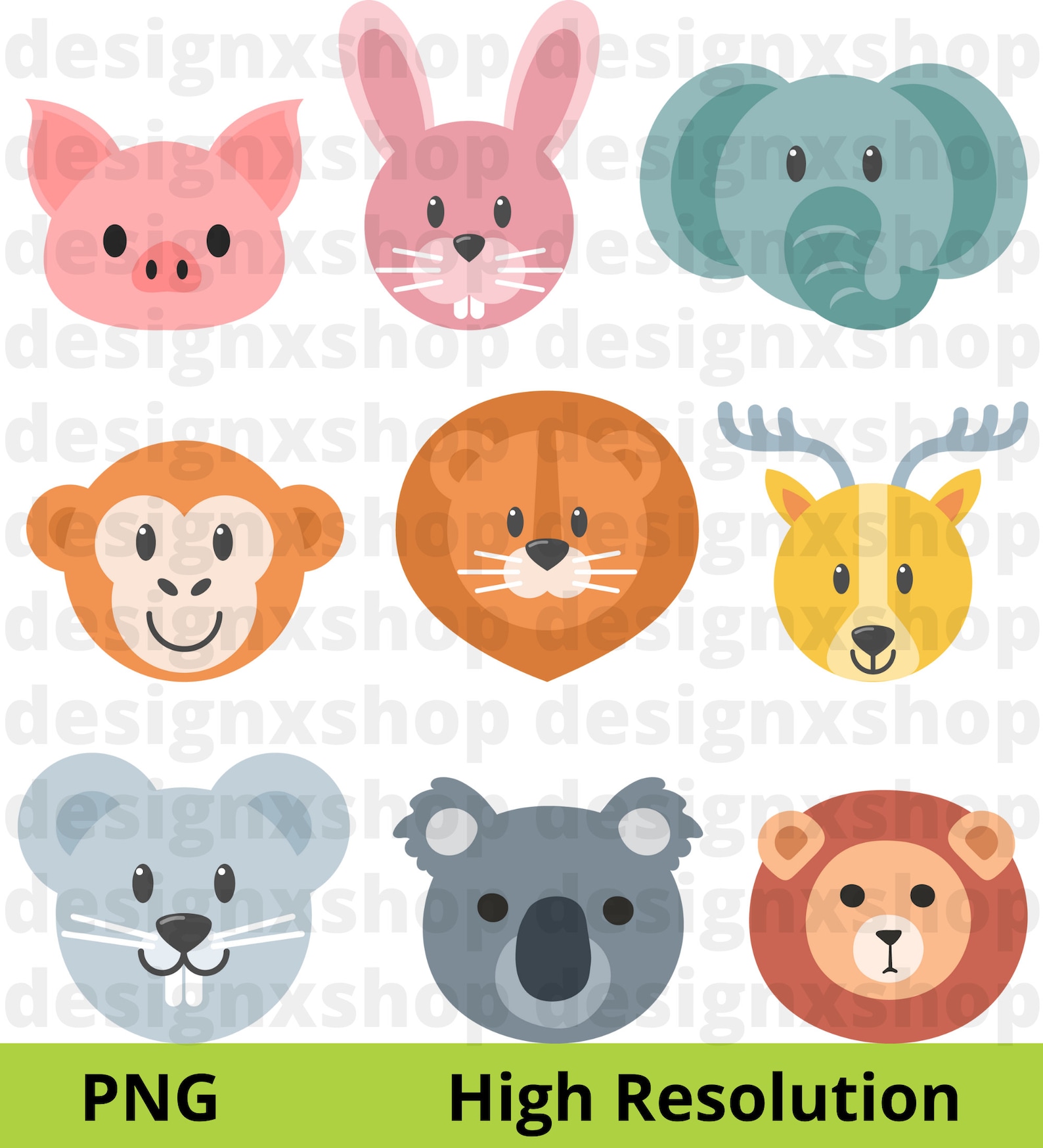 Animal Face Clipart Animal Face Svg Animal Clipart Baby - Etsy