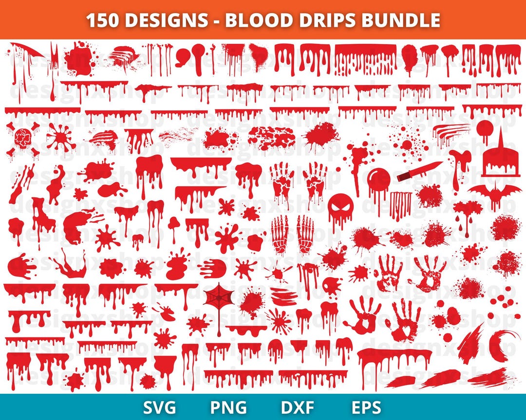 Blood Drips SVG PNG Mega Bundle, Dripping Blood SVG, Blood Svg ...