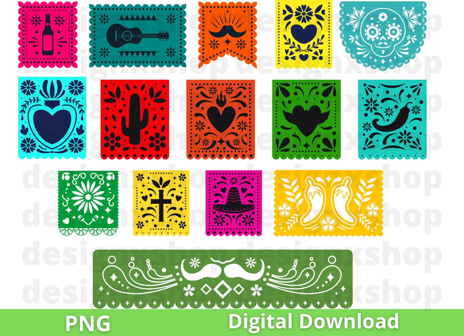 Papel Picado Svg Bundle | Papel Picado Png | Mexican Clipart | Cinco De ...