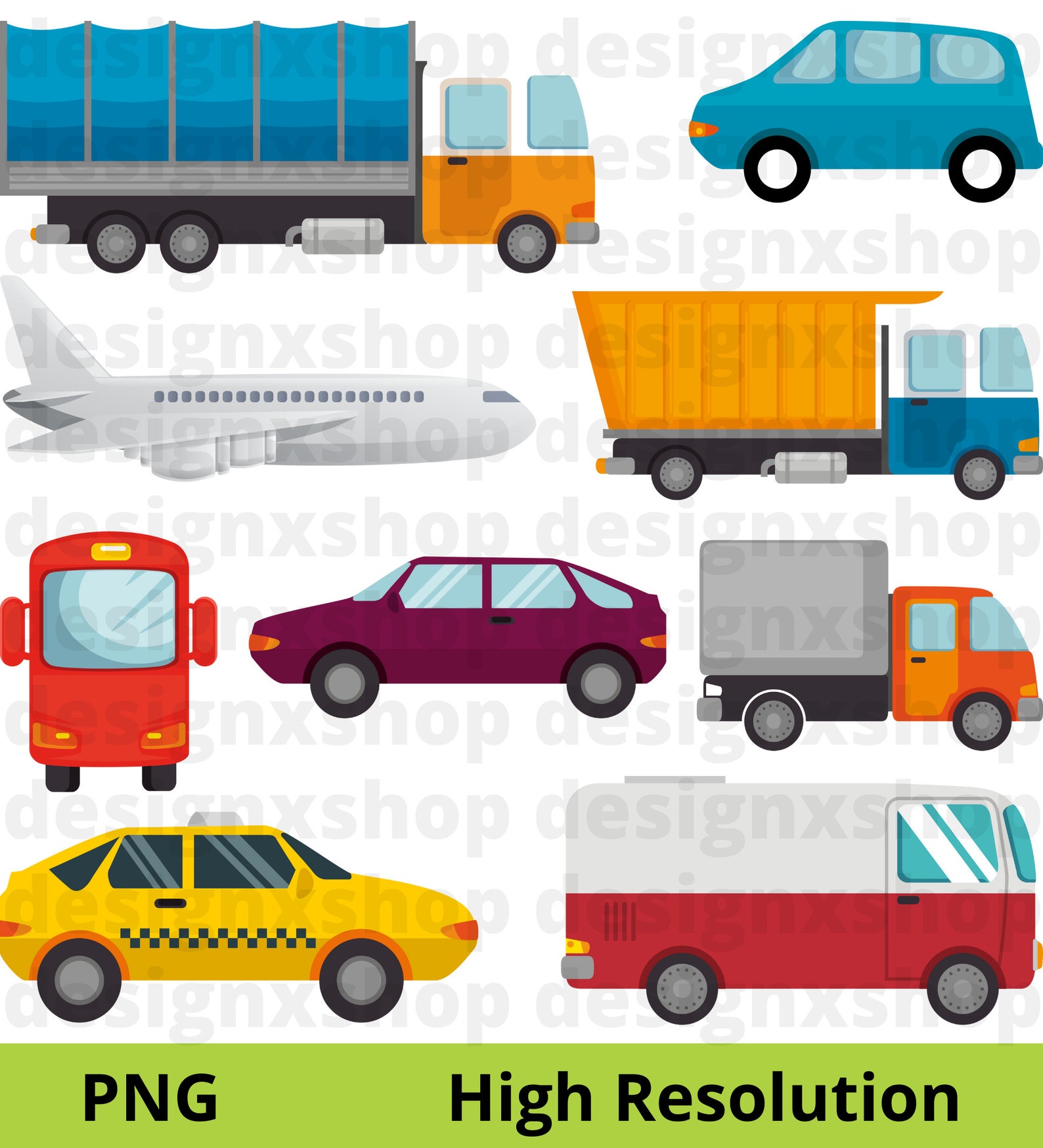 Logistic Vehicles Clipart Delivery Clipart Transportation - Etsy