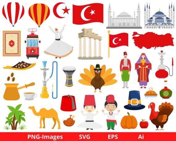 Turkey Clipart Travel Clipart Thanksgiving Clipart Autumn - Etsy