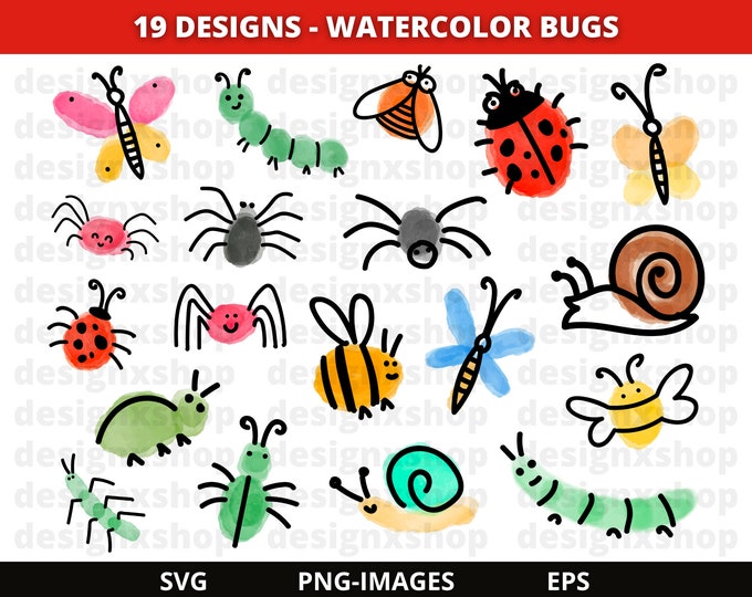 Watercolor Bugs Clipart, Insects Clipart, Animals Clipart, Nature ...