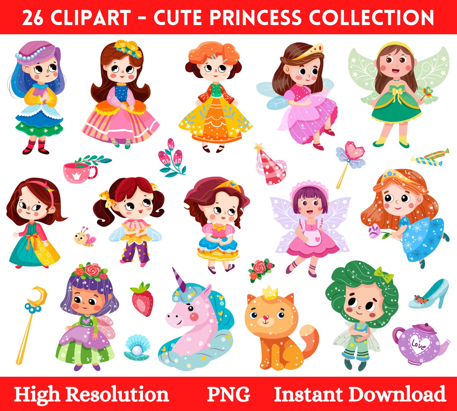 Princess Clipart Cute Princess PNG Cute Little Princess - Etsy
