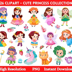 Princess Clipart, Cute Princess PNG, Cute Little Princess, Fairytale ...