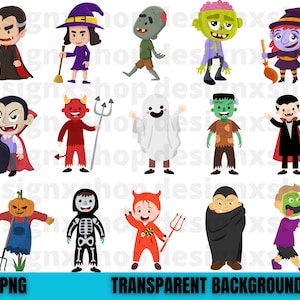 Halloween Kids Costume Clipart | Halloween Character Svg Bundle ...
