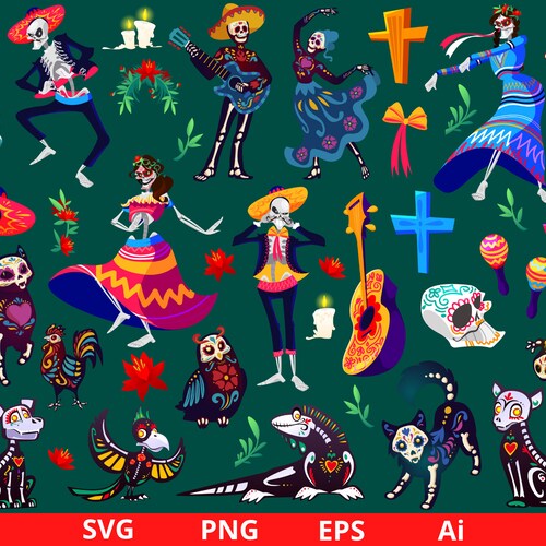 Day of the Dead Clipart Halloween Clipart Dia De Los Muertos - Etsy