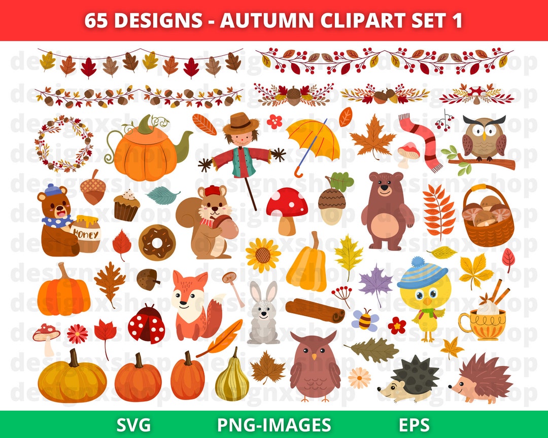 Fall Clipart, Autumn Clipart, Fall Harvest Clipart, Pumpkins, Wreaths ...