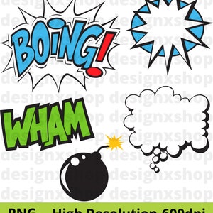 Comic Book Clipart, Superheroes Clipart, Pop Art, Text Props, Comic ...