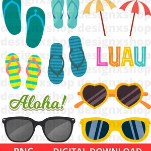Luau Clipart, Tropical Luau Clipart, Hawaiian Luau Clipart, Tiki ...