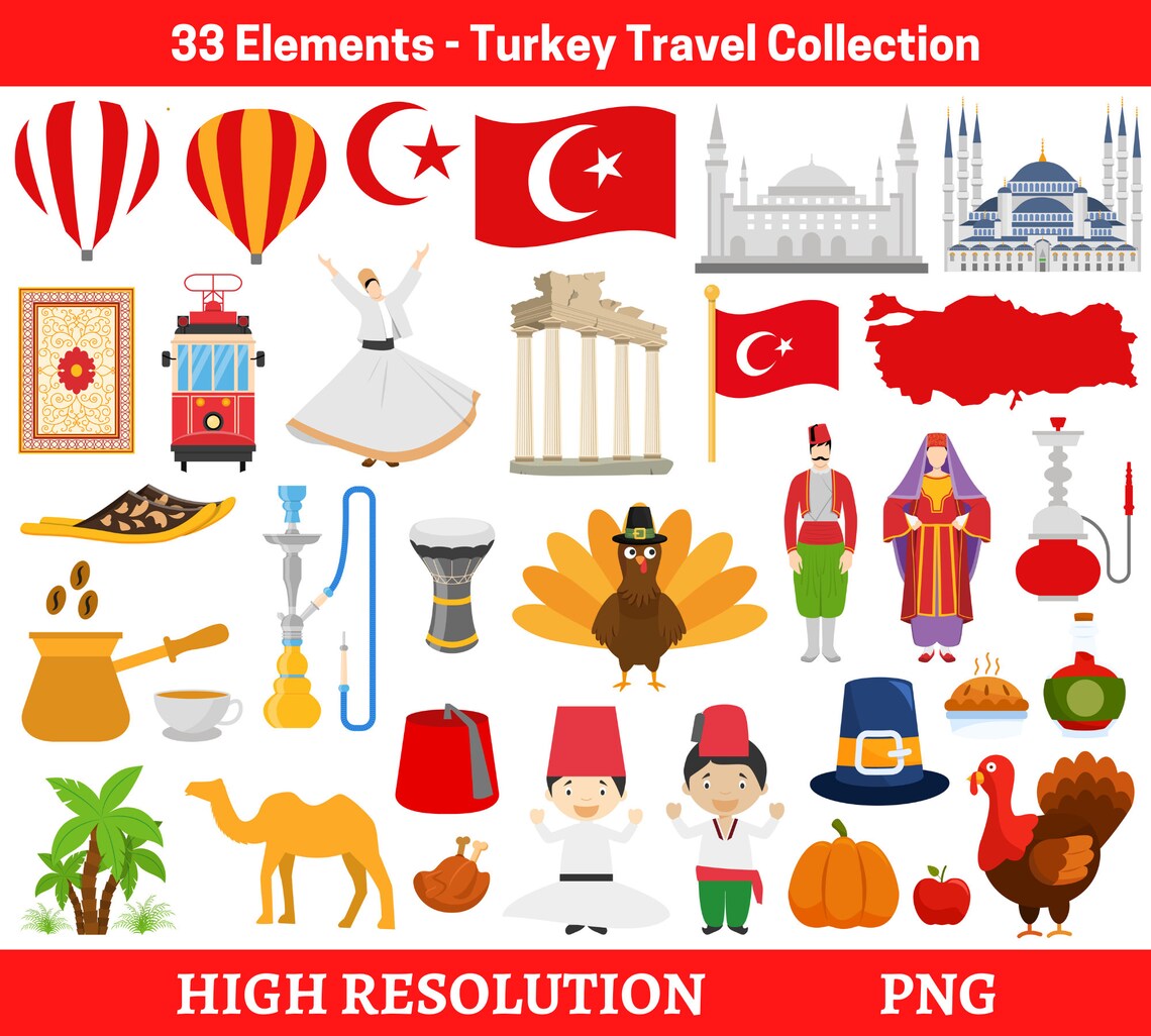 Turkey Clipart Travel Clipart Thanksgiving Clipart Autumn - Etsy