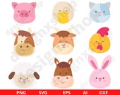 Farm Animal Faces Clipart Animal Faces Farm Animal Clipart - Etsy