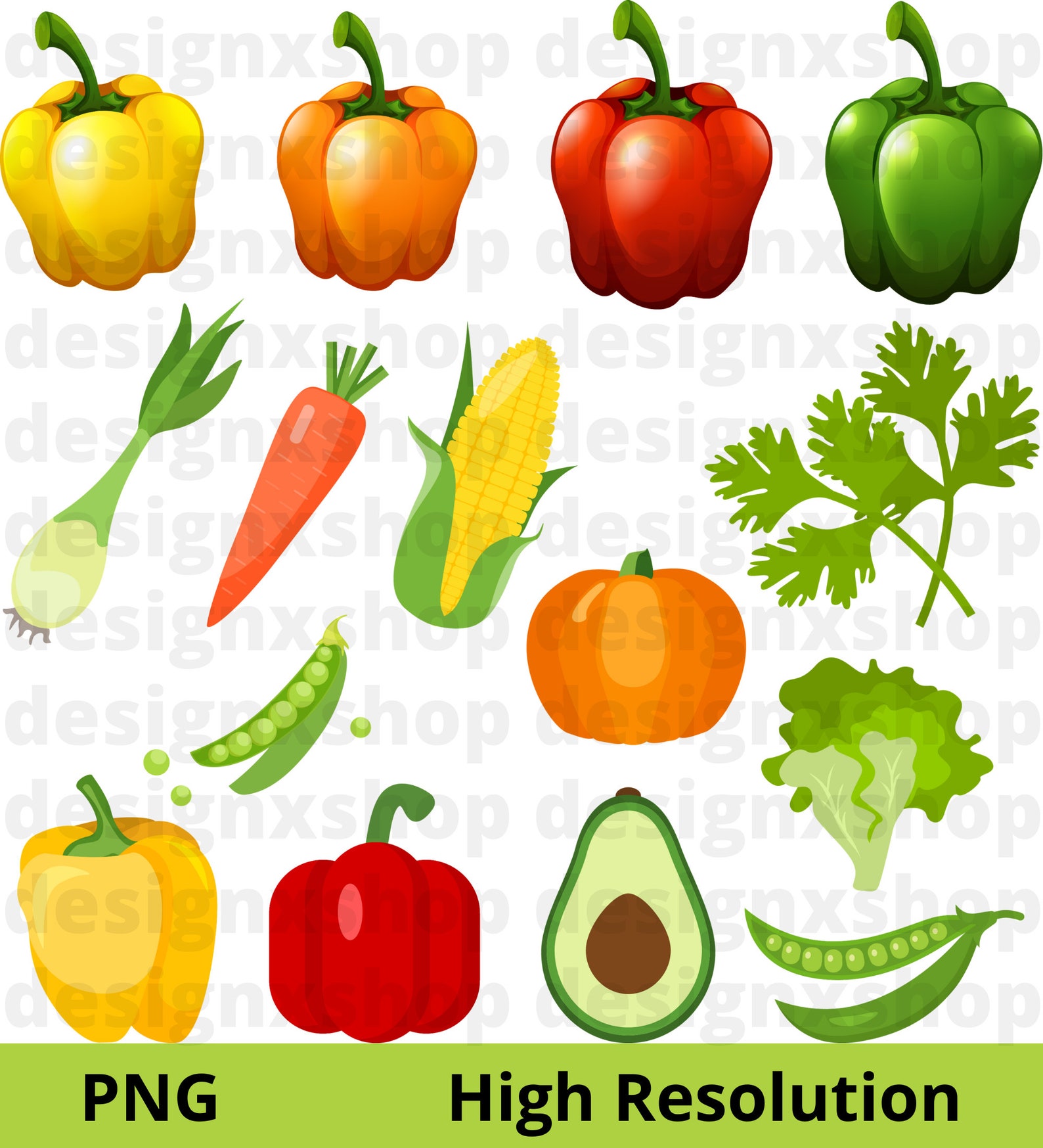 Vegetables Clipart: 82 Food Illustrations, SVG & PNG (digital Download ...