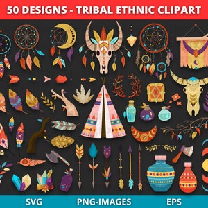 Ethnic Clipart, Boho Clipart, Tribal Clipart, Dreamcatcher, Feather ...