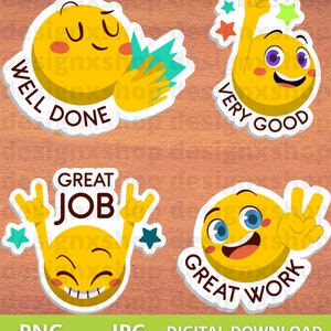 Great Job Reward Stickers, Emoji Stickers Clipart, Good Job Reward ...