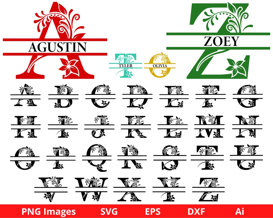 Split Monogram SVG Split Monogram Alphabets Monogram - Etsy