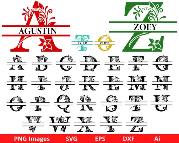 Split Monogram SVG Split Monogram Alphabets Monogram - Etsy