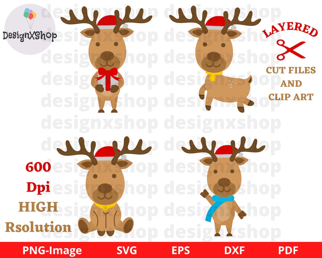 Christmas Reindeer Clipart, Reindeer Svg, Christmas Svg, Reindeer Svg ...