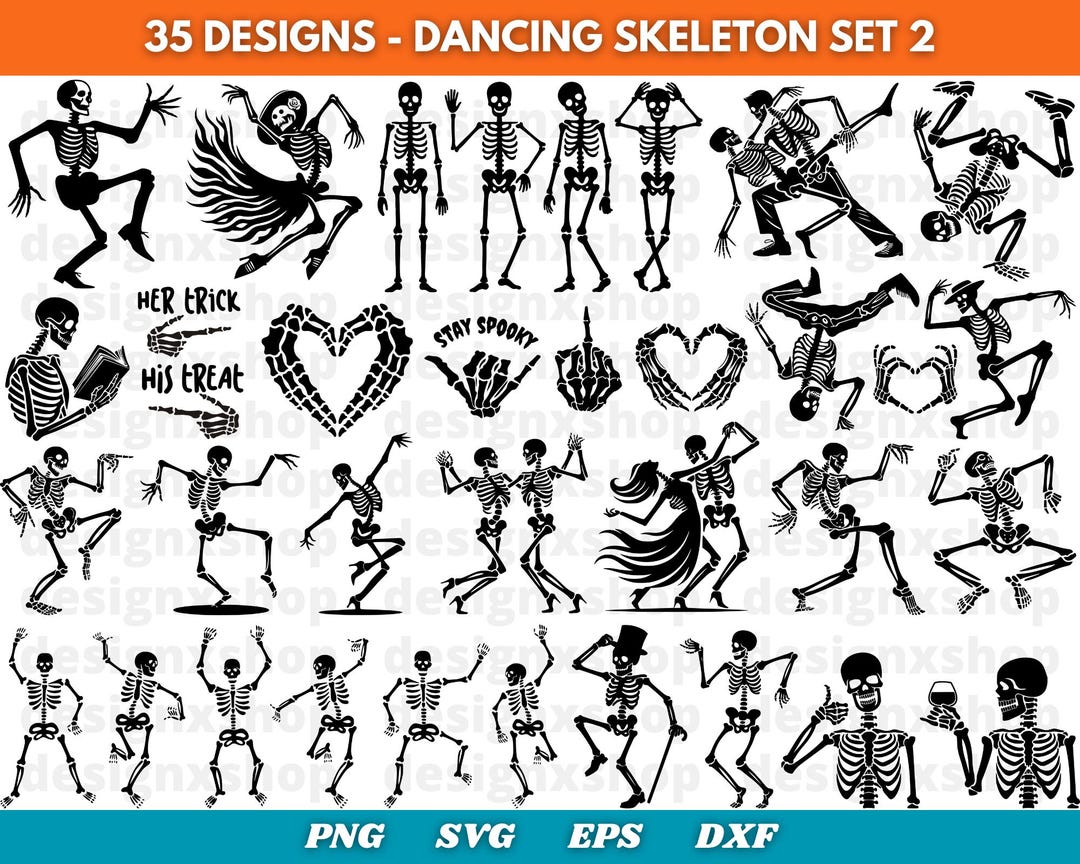 Dancing Skeleton Svg, Skeleton Svg Bundle, Skeleton Clipart, Skeleton ...