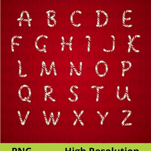 Christmas Alphabet Clipart Bundle, Sublimation & Design, Candy Cane ...