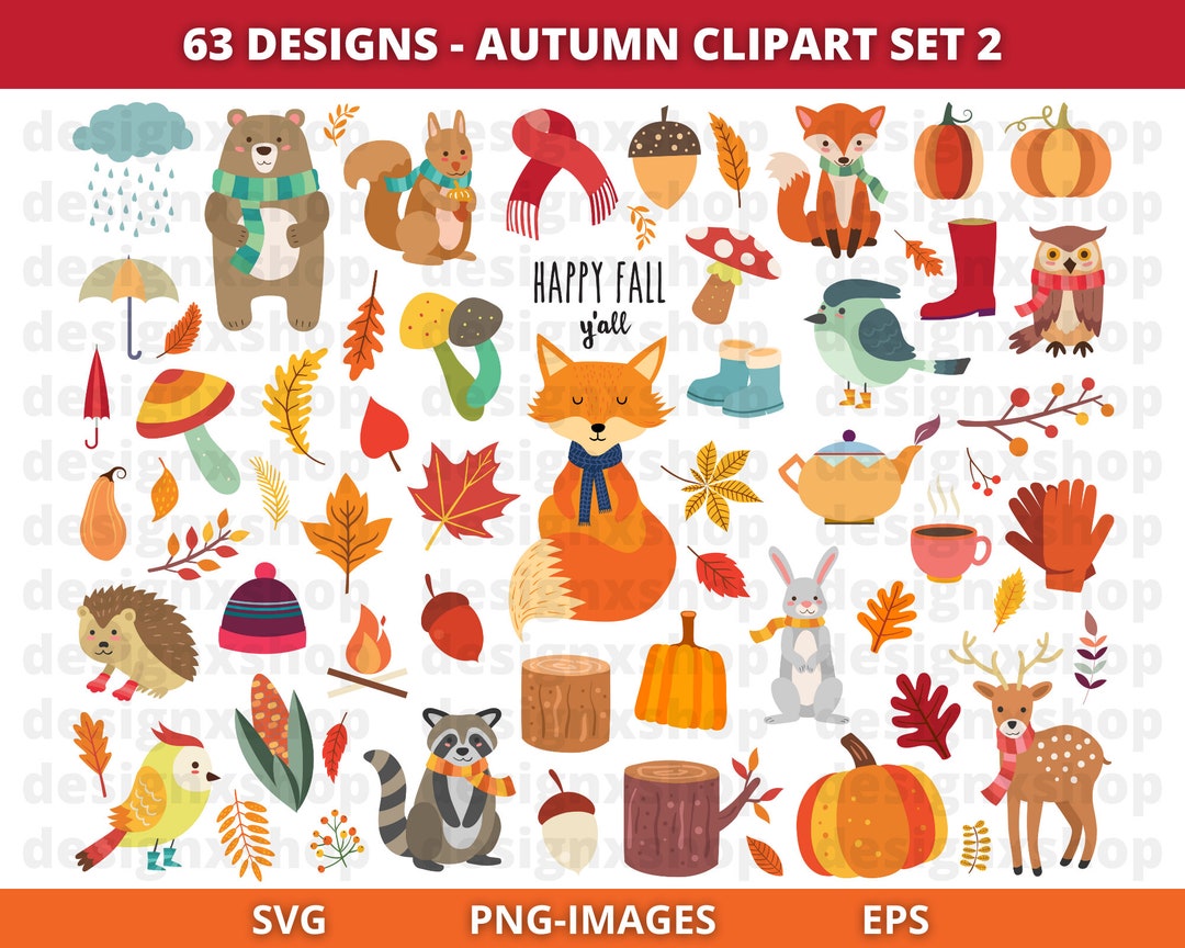 Autumn Clipart, Fall Clipart, Autumn Animals Clipart, Fall Animals ...