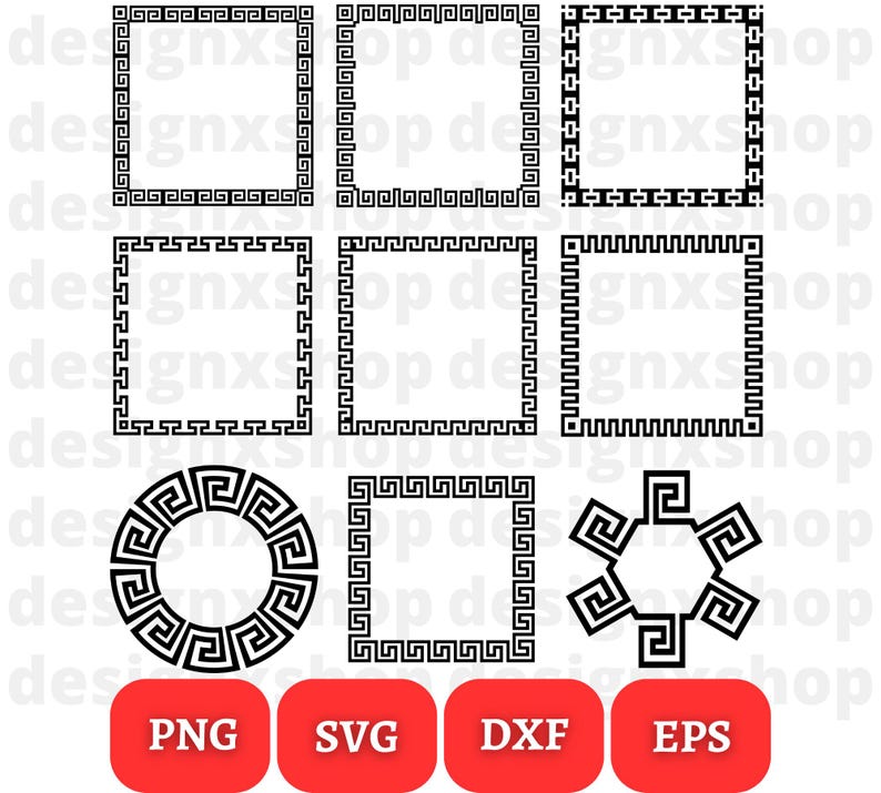Greek Pattern SVG Bundle, Greek Border, Greek Key Frame Svg, Decorative ...